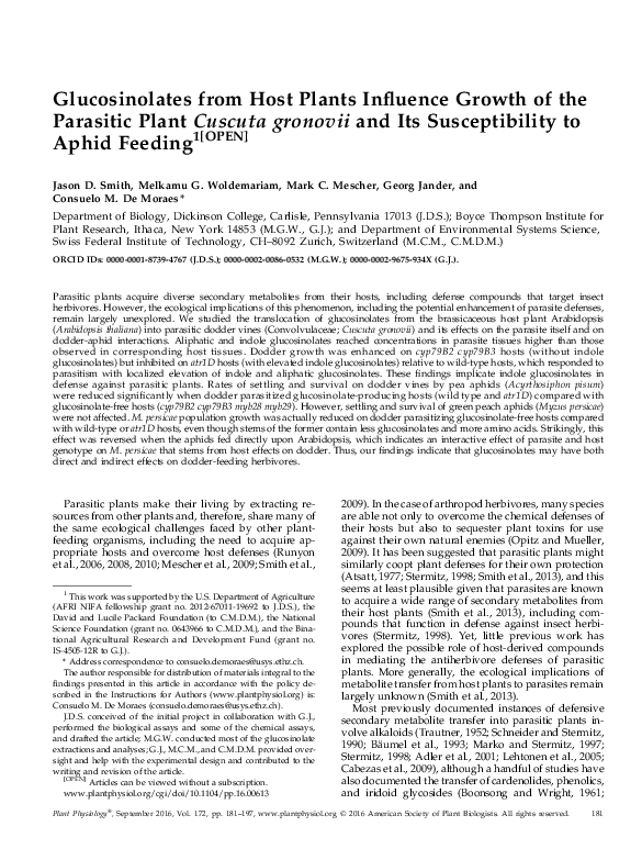 (PDF) Glucosinolates from host plants influence parasitic plant growth ...