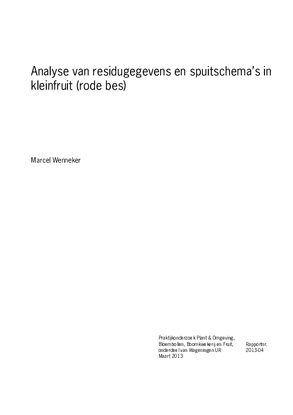 (PDF) Analyse van residugegevens en spuitschema's in kleinfruit (rode ...