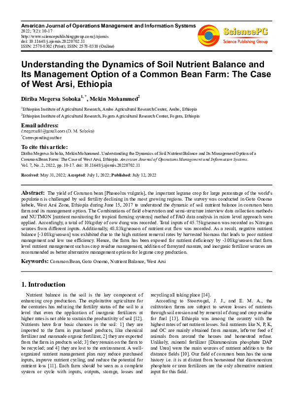 (PDF) Understanding the Dynamics of Soil Nutrient Balance and Its Management Option of a Common ...