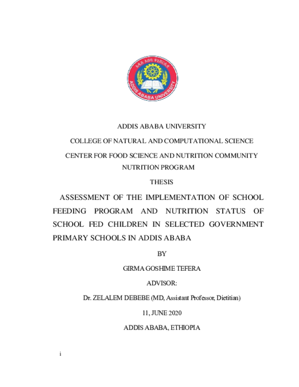 (PDF) Assessment of the Implementation of School Feeding Program and Nutrition Status of School ...