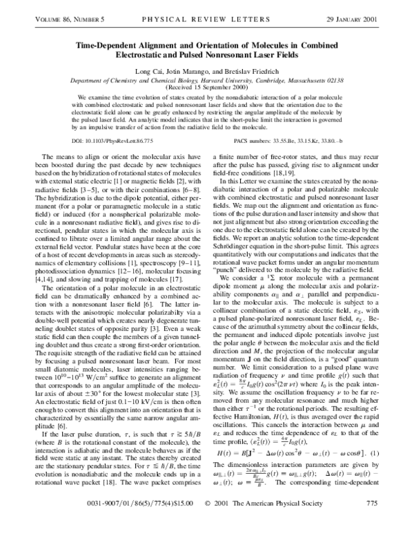 (PDF) Time-Dependent Alignment and Orientation of Molecules in Combined ...