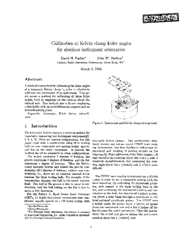(PDF) Calibration of Kelvin clamp Euler angles for absolute instrument ...