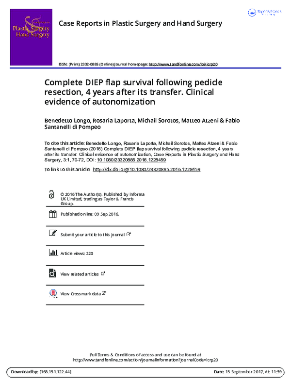 (PDF) Complete DIEP flap survival following pedicle resection, 4 years ...