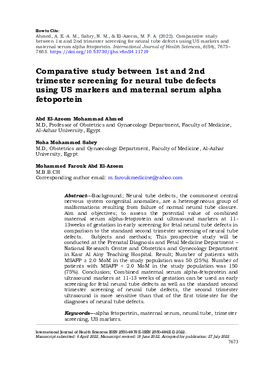 (PDF) Comparative study between 1st and 2nd trimester screening for ...
