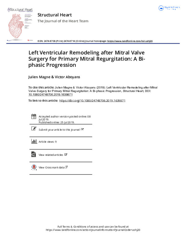 (PDF) Left Ventricular Remodeling after Mitral Valve Surgery for ...