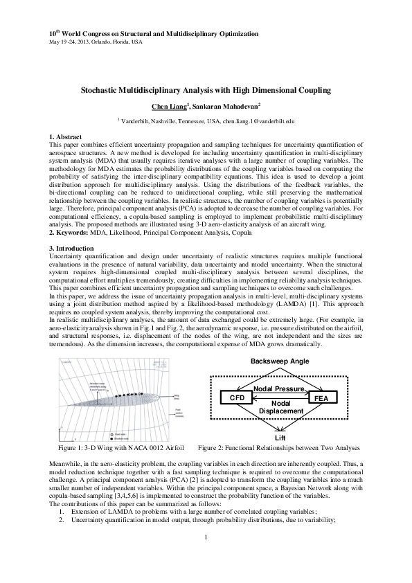 (PDF) Stochastic Multidisciplinary Analysis with High-Dimensional Coupling