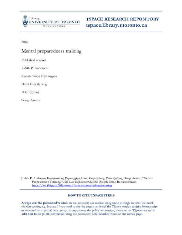 (PDF) Mental preparedness training