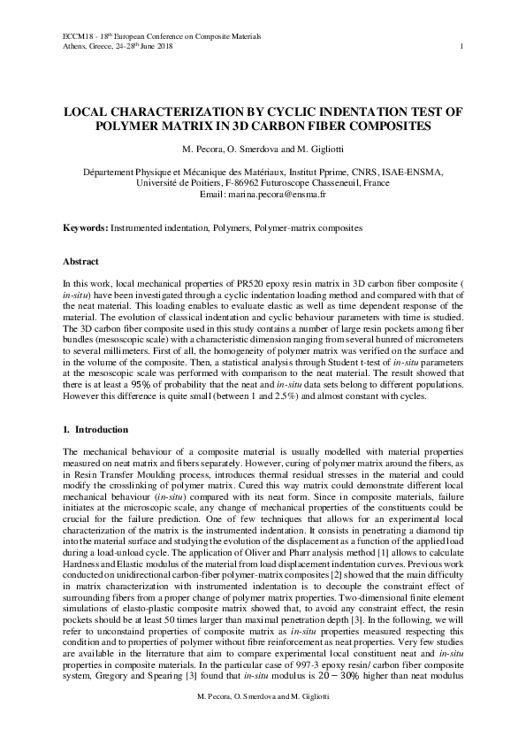 (PDF) Local Characterization by Cyclic Indentation Test of Polymer ...