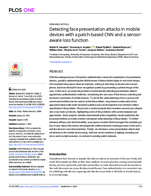 (PDF) Mobile Face Attack Detection via CNNs