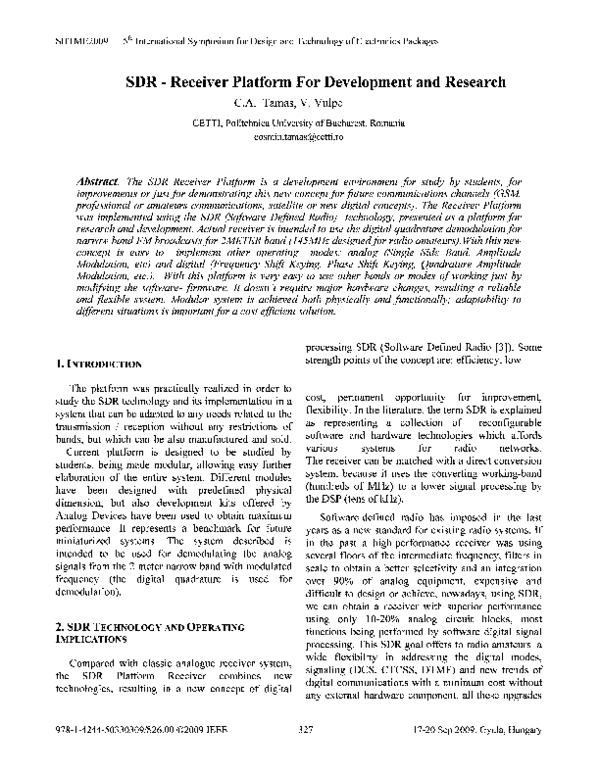 (PDF) SDR - Receiver Platform for development and research