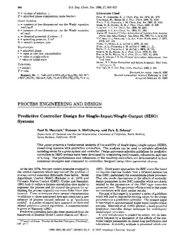 (PDF) Predictive controller design for single-input/single-output (SISO ... (PDF) Predictive controller design for single-input/single-output (SISO ...