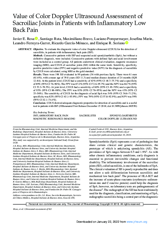 (PDF) Value of Color Doppler Ultrasound Assessment of Sacroiliac Joints ...