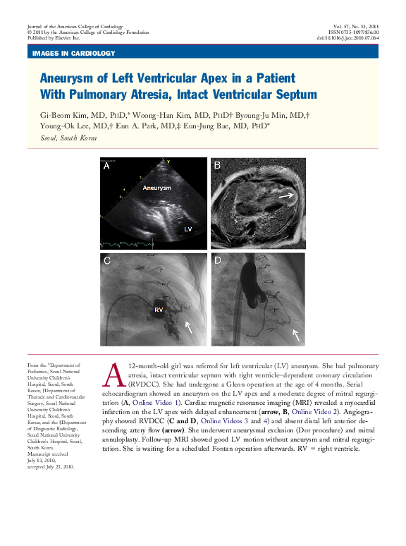 (PDF) Aneurysm of Left Ventricular Apex in a Patient With Pulmonary ...