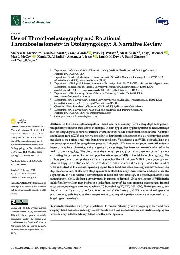 (PDF) Use of Thromboelastography and Rotational Thromboelastometry in ...