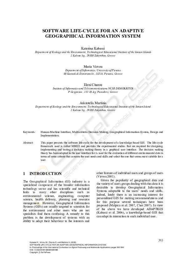 (PDF) Software Life-Cycle for an Adaptive Geographical Information System