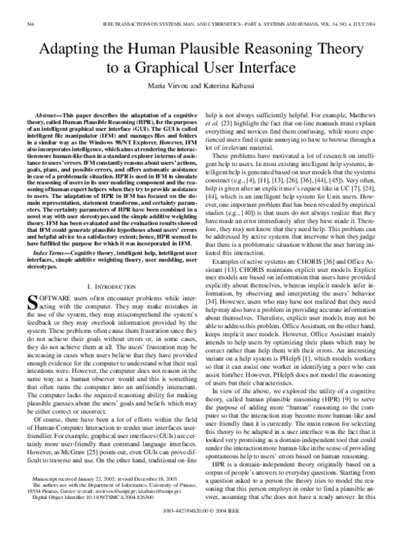 (PDF) Adapting the Human Plausible Reasoning Theory to a Graphical User ...