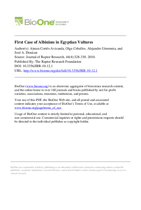 (PDF) First Case of Albinism in Egyptian Vultures