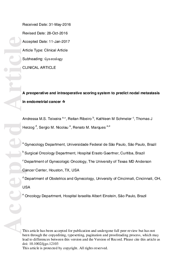 (PDF) A preoperative and intraoperative scoring system to predict nodal ...