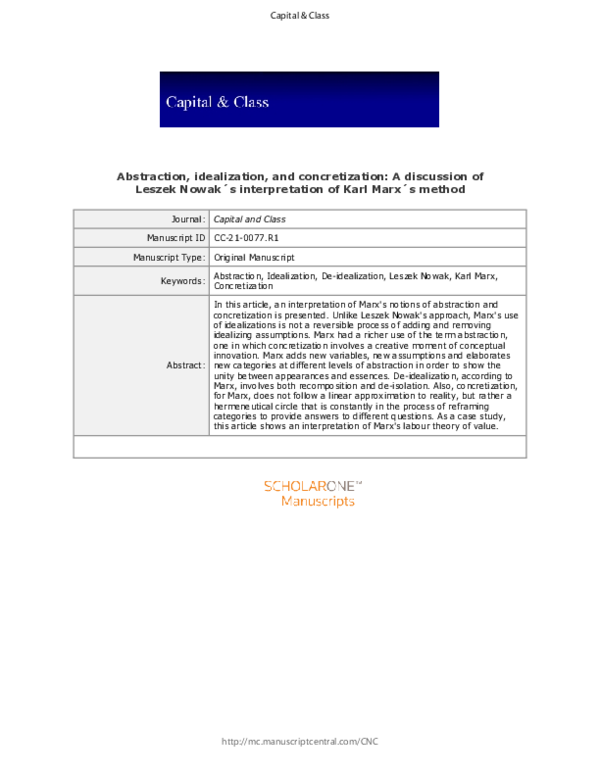 (PDF) Abstraction, idealization, and concretization: A discussion of ...