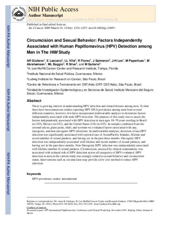 (PDF) Circumcision and sexual behavior: Factors independently ...
