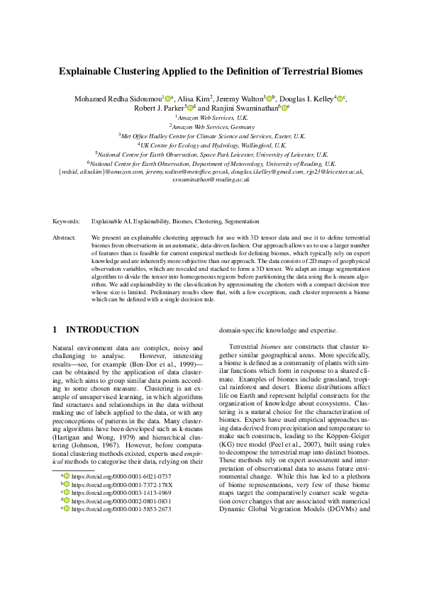 (PDF) Explainable Clustering Applied to the Definition of Terrestrial Biomes