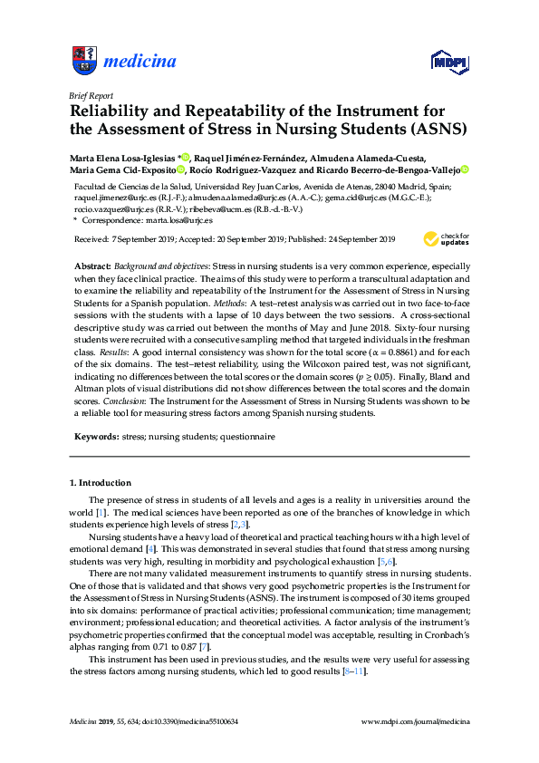 (PDF) Reliability and Repeatability of the Instrument for the ...