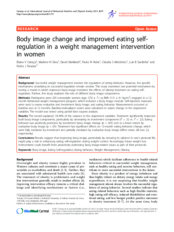 (PDF) Body image change and improved eating self-regulation in a weight ...
