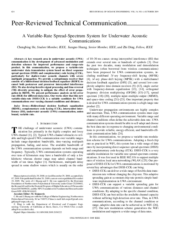 (PDF) A Variable-Rate Spread-Spectrum System for Underwater Acoustic ...