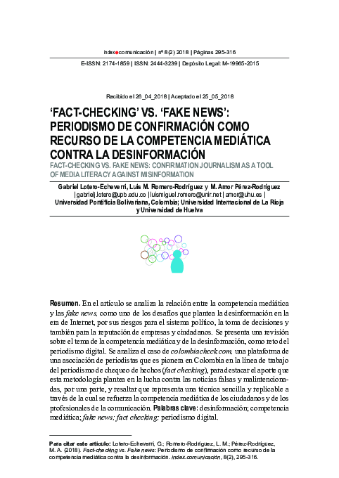 (PDF) Fact-checking vs. Fake news: Confirmation journalism as a tool of ...