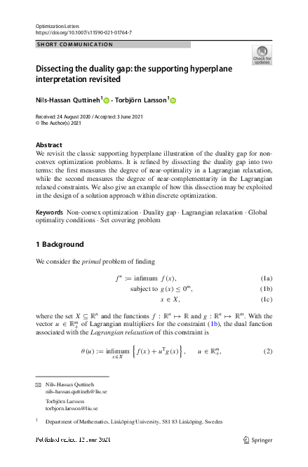 (PDF) Dissecting the duality gap: the supporting hyperplane interpretation revisited