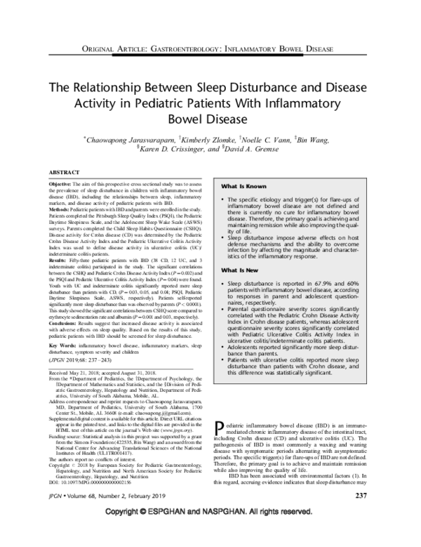 (PDF) The relationship between sleep disturbance and diagnosis of ...