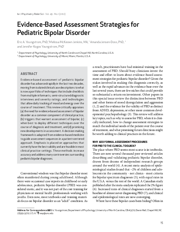 (PDF) Evidence-based assessment strategies for pediatric bipolar disorder