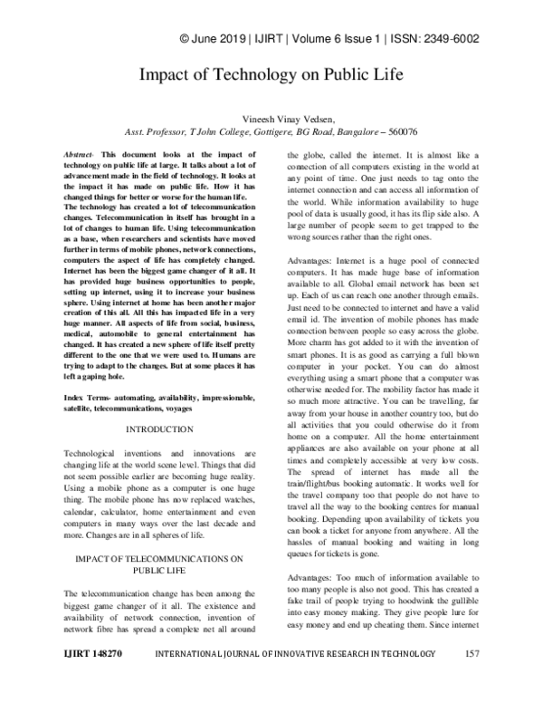 (PDF) Impact Of Technology On Public Life