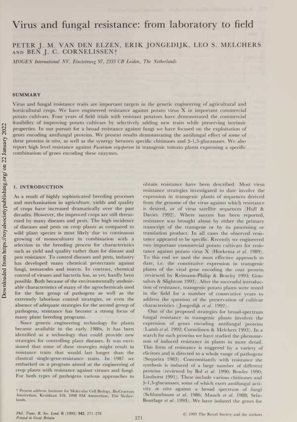 (PDF) Virus and Fungal Resistance: From Laboratory to Field