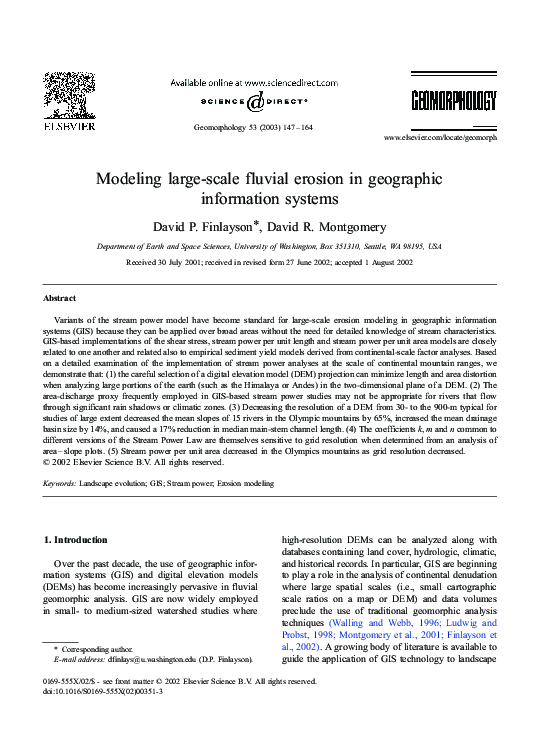 (PDF) Modeling large-scale fluvial erosion in geographic information ...