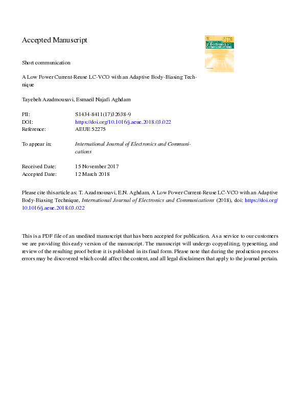 (PDF) A low power current-reuse LC-VCO with an adaptive body-biasing ...
