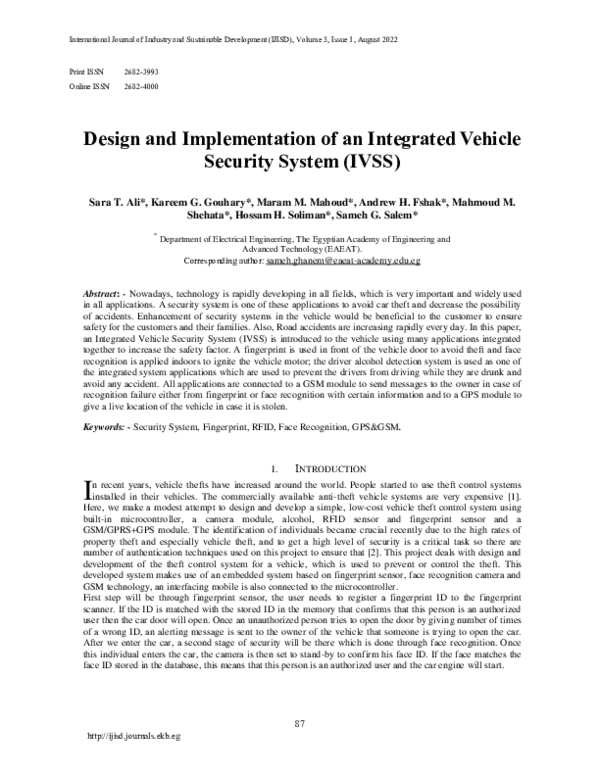 (PDF) Design and Implementation of an Integrated Vehicle Security ...