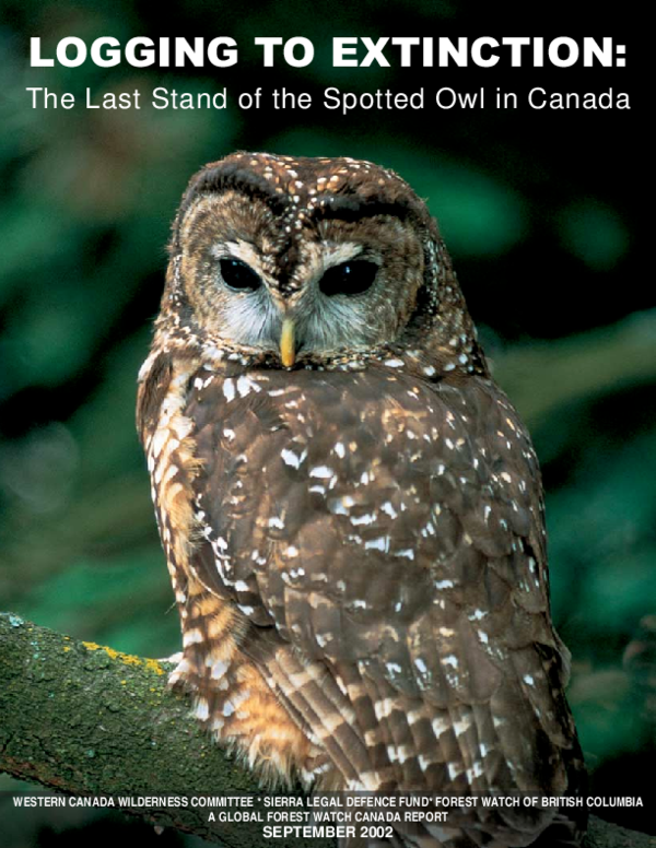 (PDF) Logging to extinction: the last stand of the Spotted Owl in Canada