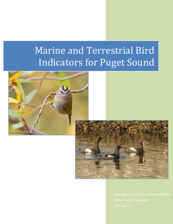 (PDF) Marine and Terrestrial Bird Indicators for Puget Sound