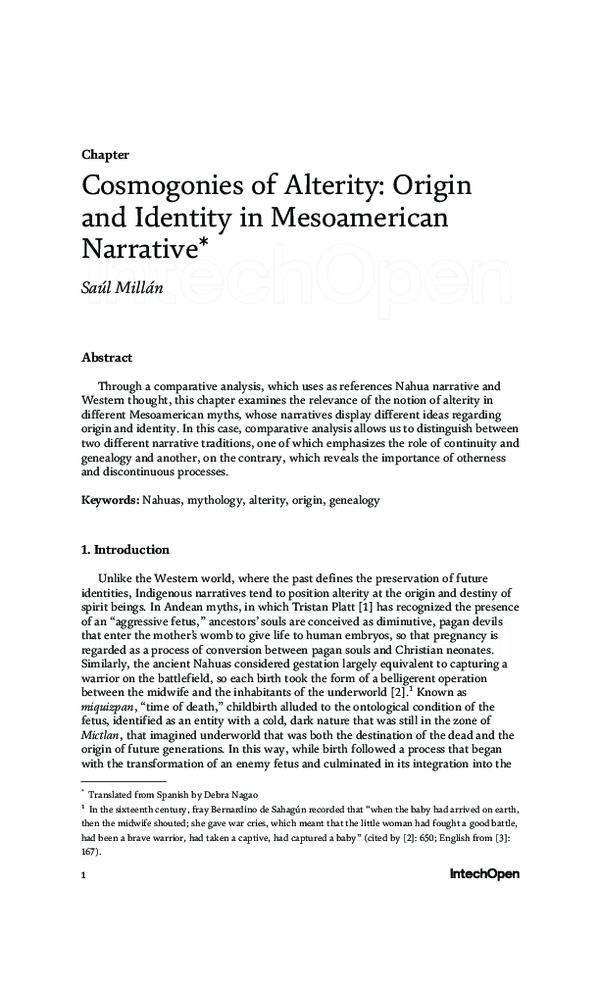 (PDF) Cosmogonies of Alterity: Origin and Identity in Mesoamerican Narrative