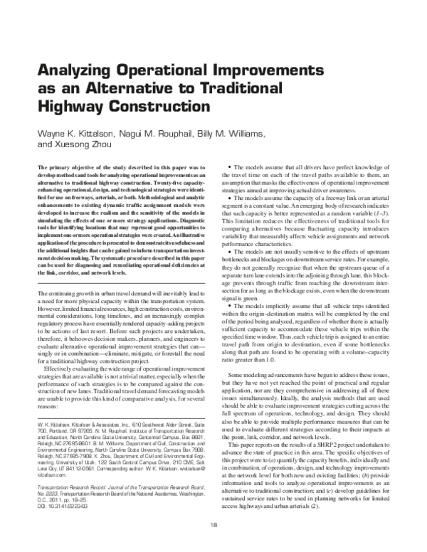 (PDF) Analyzing Operational Improvements as an Alternative to ...