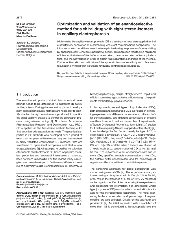 (PDF) Optimization and validation of an enantioselective method for a chiral drug with eight ...