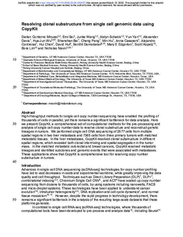 Pdf Resolving Clonal Substructure From Single Cell Genomic Data Using