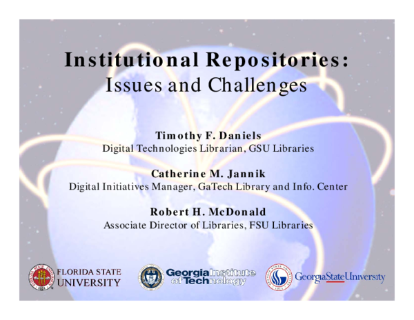 (PDF) Institutional Repositories: Issues and Challenges