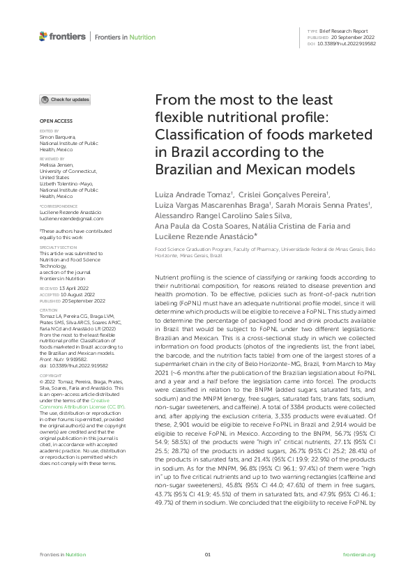 (PDF) From the most to the least flexible nutritional profile ...