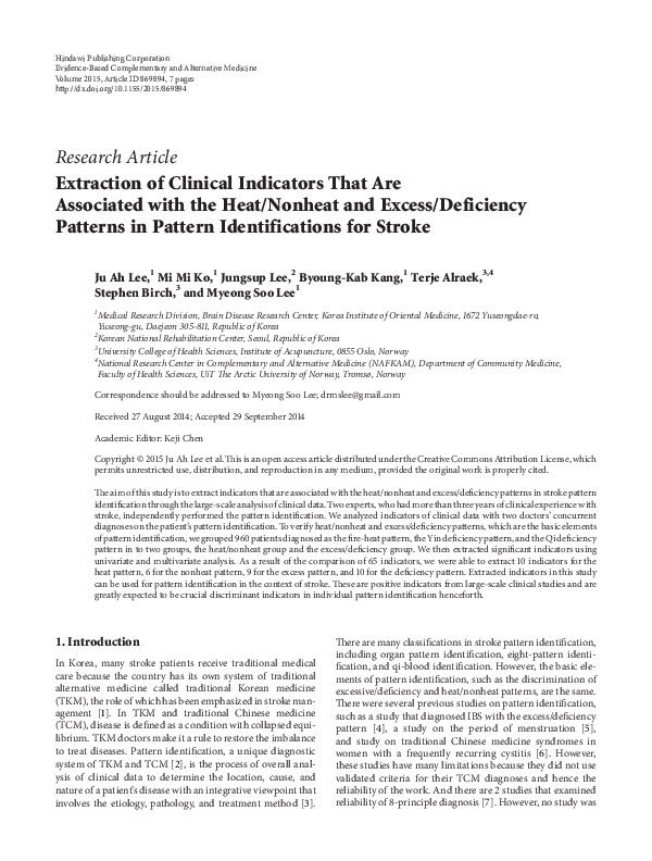 (PDF) Extraction of Clinical Indicators That Are Associated with the ...