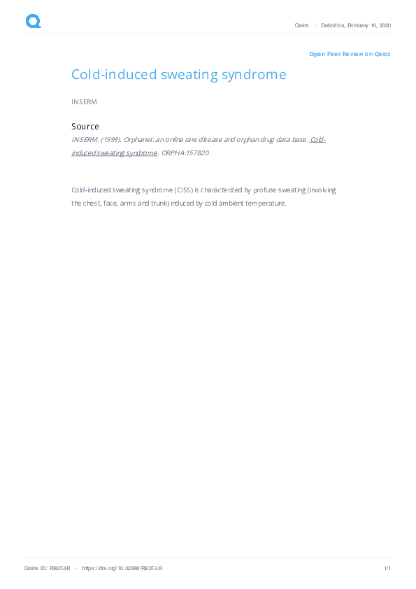 (PDF) Cold-induced sweating syndrome