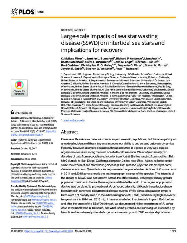(PDF) Large-scale impacts of sea star wasting disease (SSWD) on ...