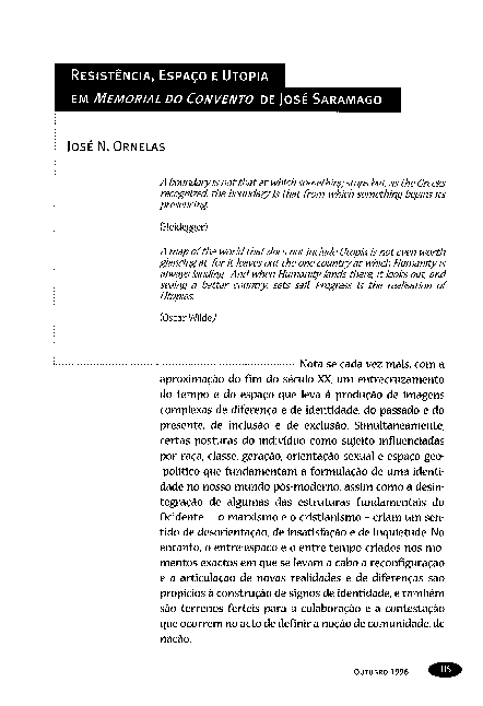 (PDF) Resistência, Espaço e Utopia em Memorial do Conento de José Saramago