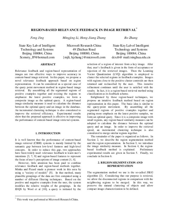 (PDF) Region-based relevance feedback in image retrieval